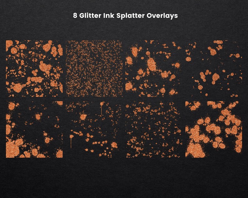 Copper Ink Splatter Overlays Copper Foil Ink Dot Clipart | Etsy