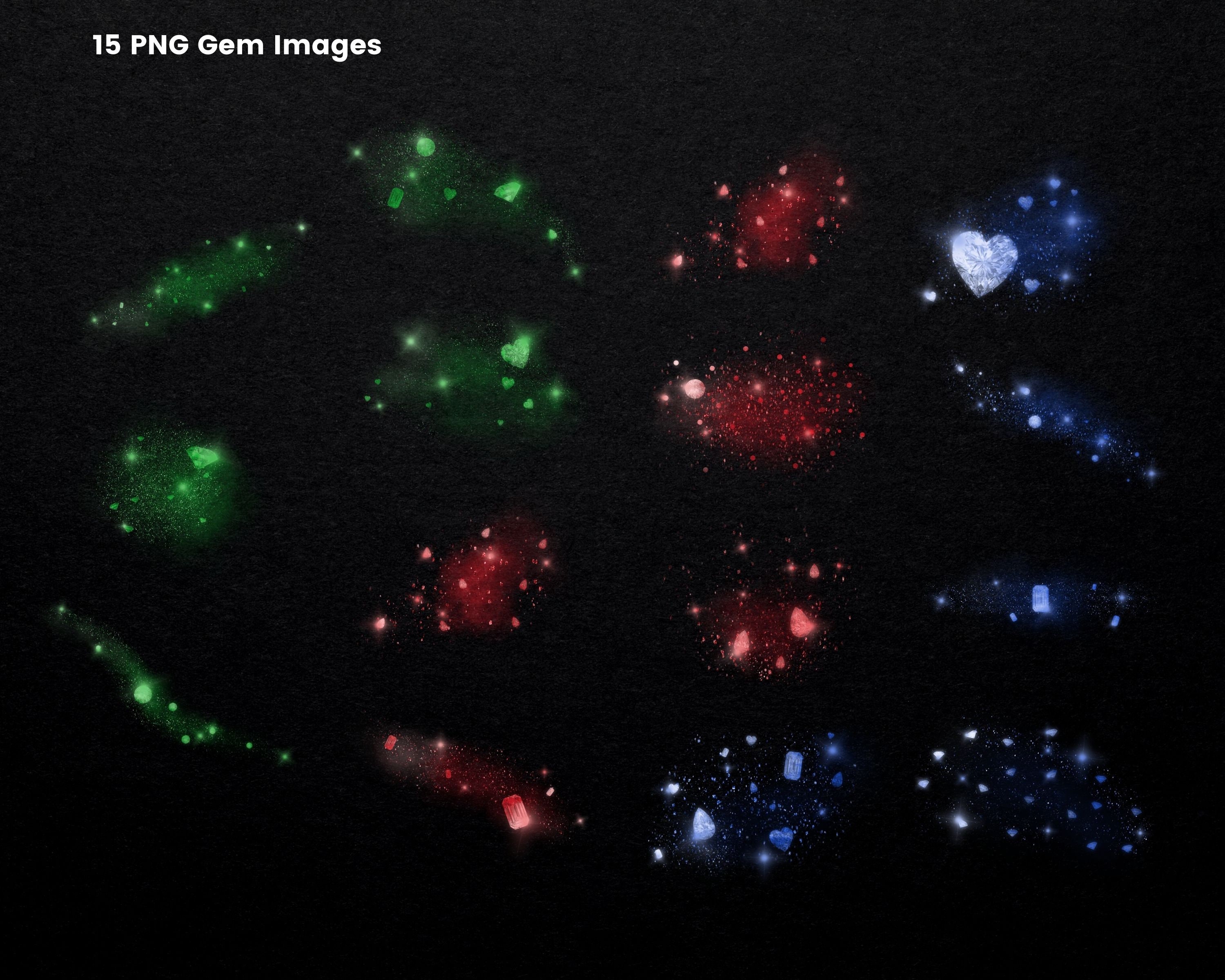 Saphire, Emerald and Ruby Gem Dust Clipart, Glitter Dust Overlay ...