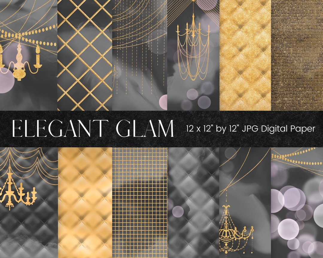 Elegant Glam Digital Paper, Chandelier Digital Paper, Tufted Gold ...