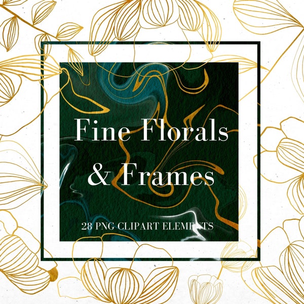 Gold Line Plant Clipart - Etsy