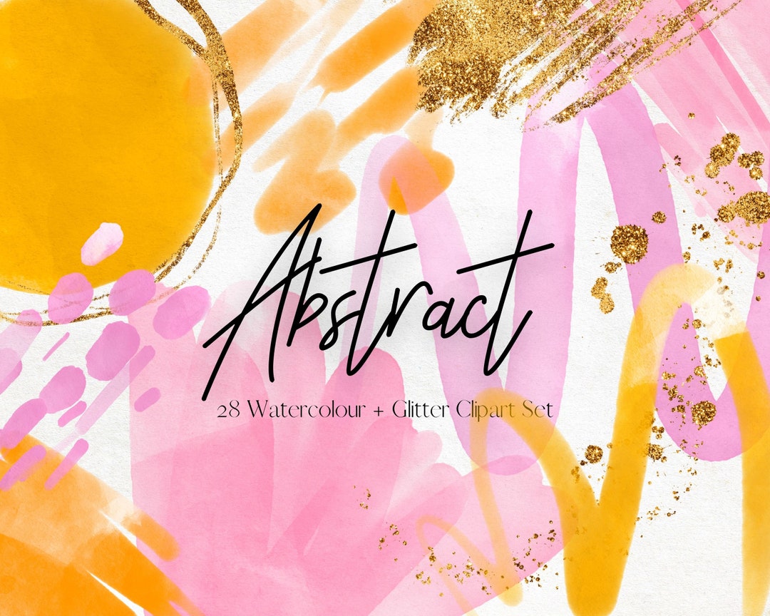 Abstract Watercolour Clipart, Pink, Orange Modern Watercolour ...