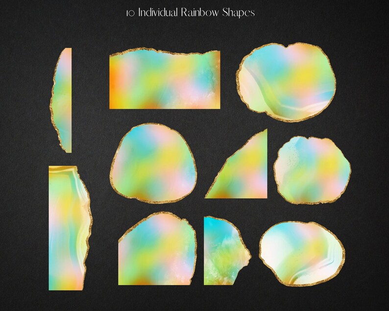 Rainbow Borders Clipart Glitter PNG Frames Gold Glitter - Etsy