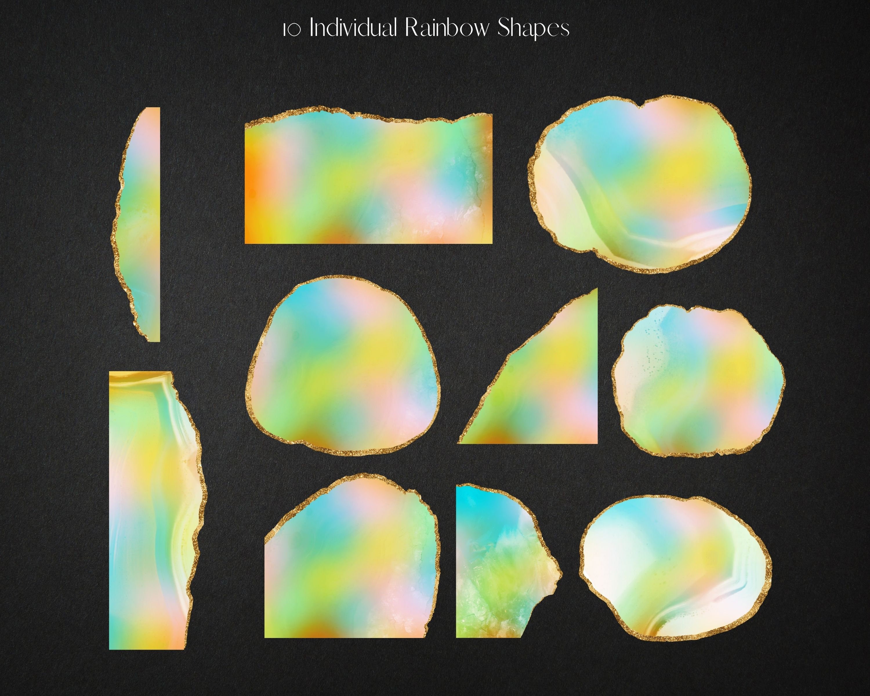 Rainbow Borders Clipart Glitter PNG Frames Gold Glitter - Etsy Australia