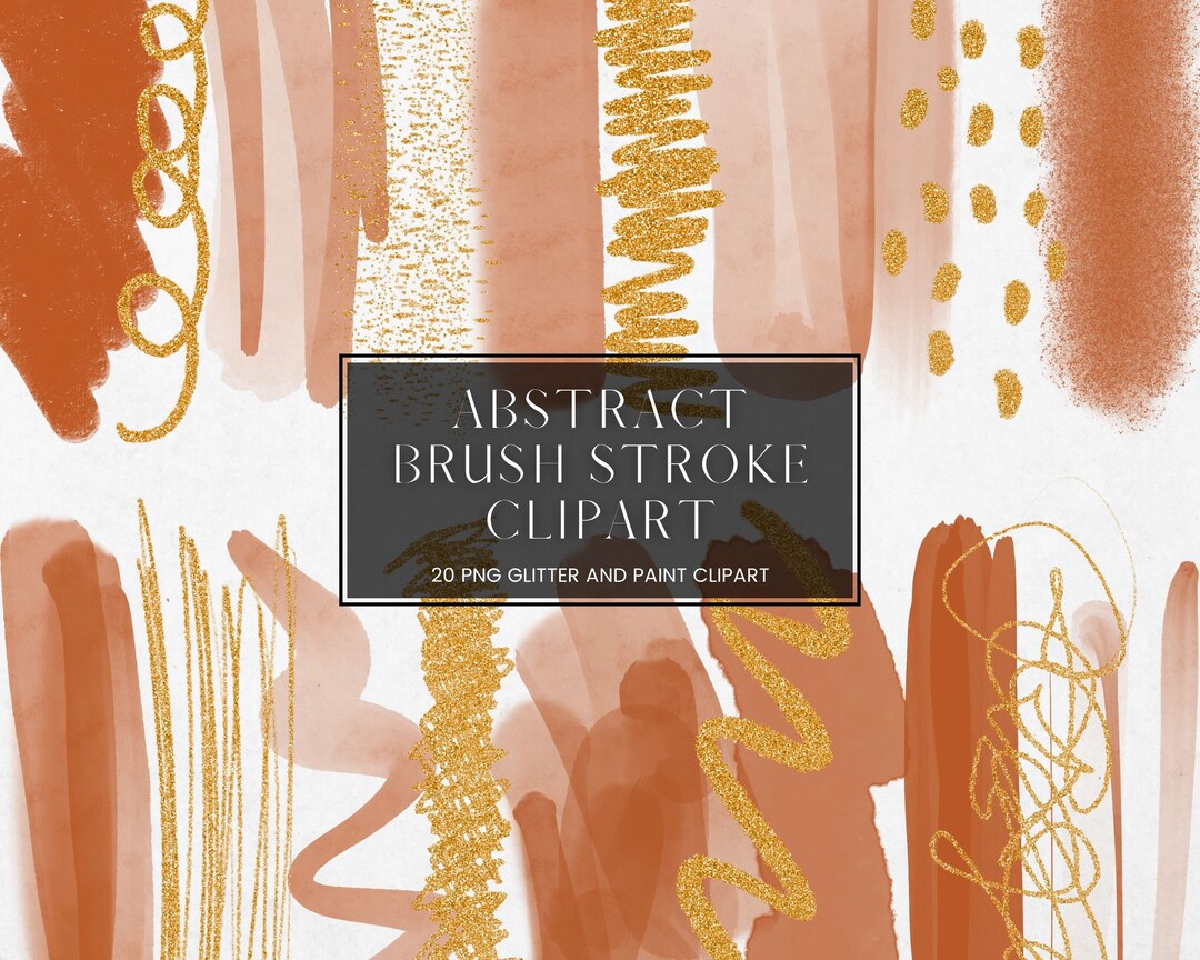 Orange Abstract Brushstroke Clipart, Gold Glitter Paint, Transparent ...