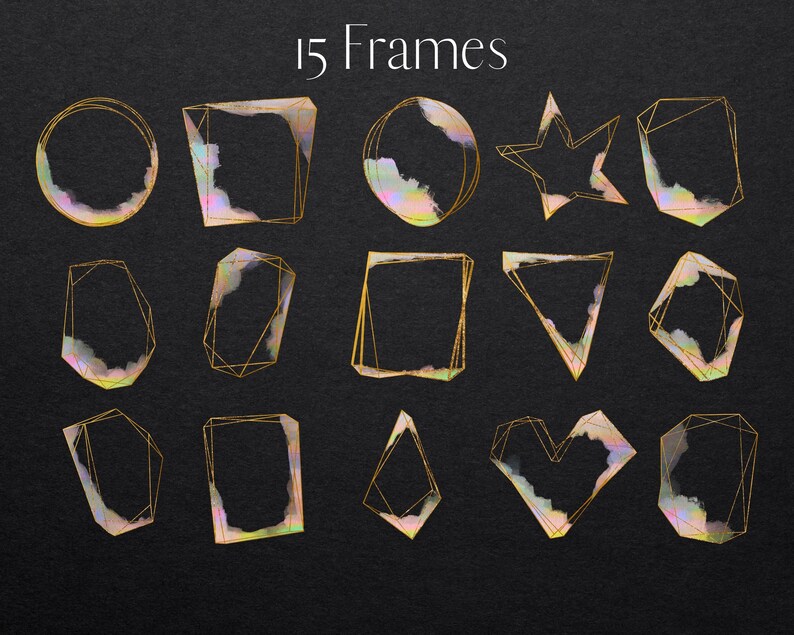 Gold Glitter and Watercolour Frame Clipart Rainbow Frame PNG | Etsy