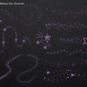 21 Purple Glitter Stars Clipart Set, Purple Glitter Star Frames and ...