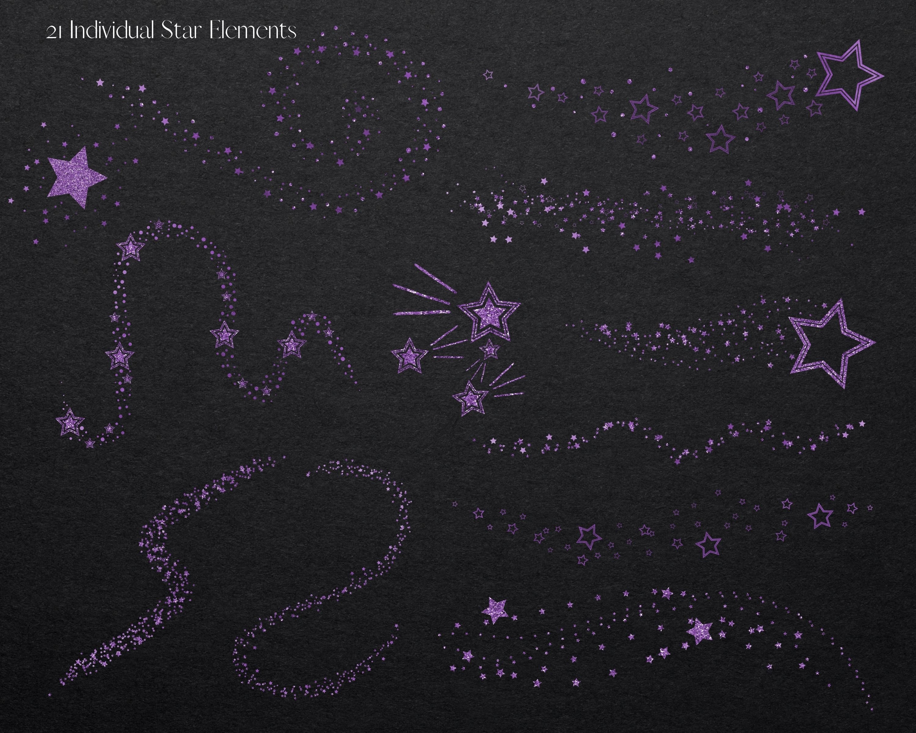 21 Purple Glitter Stars Clipart Set Purple Glitter Star - Etsy