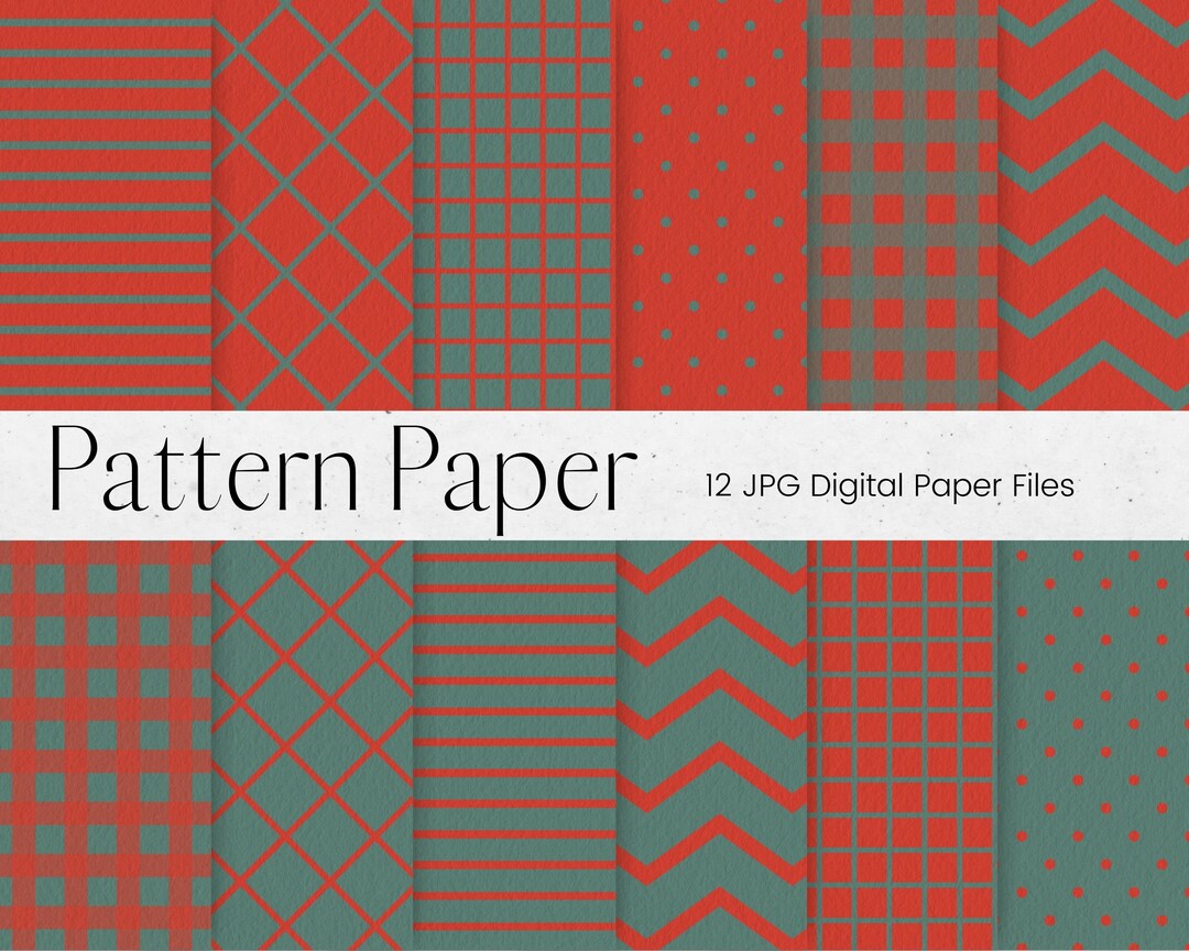 Red and Green Pattern Digital Paper, Christmas Plaid Paper Pattern ...