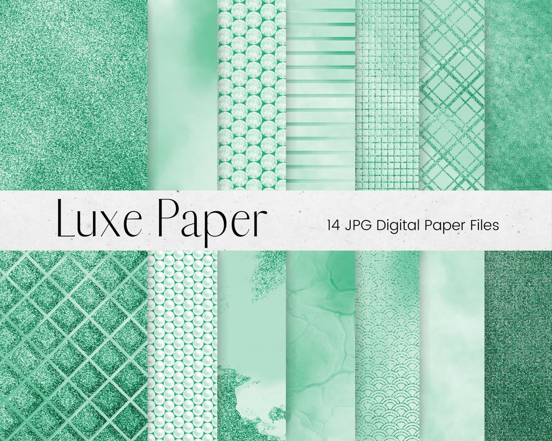Green Luxury Pattern Digital Paper, Diamond and Pearl Pattern, Glitter ...