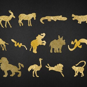 Gold Abstract Animal Clipart, Gold African Safari Clipart Chapes ...