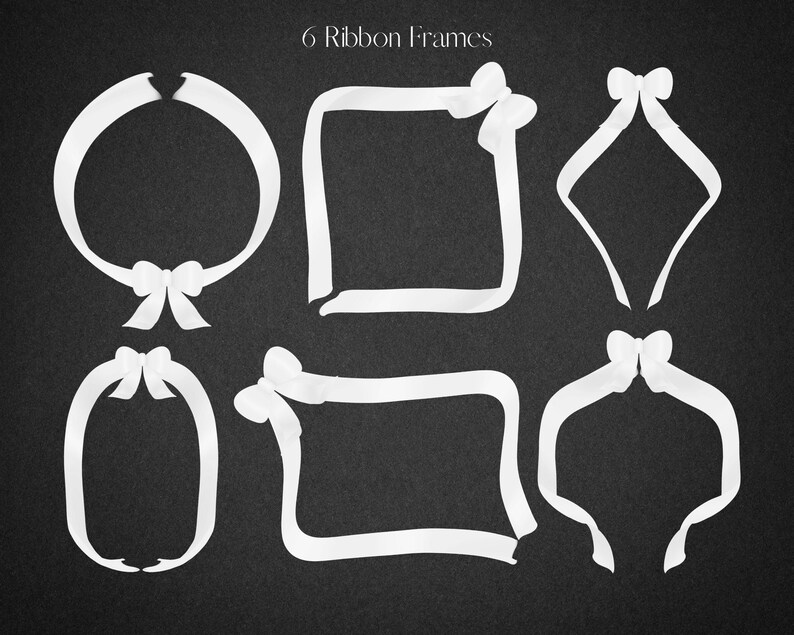 White Ribbon Frame Clipart Ribbon Clipart White Bow Digital | Etsy