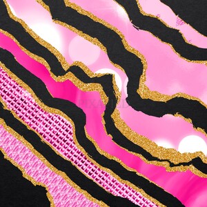 Pink Glam Tear Border Clip Art, Luxury Metallic and Gold Glitter Ripped ...