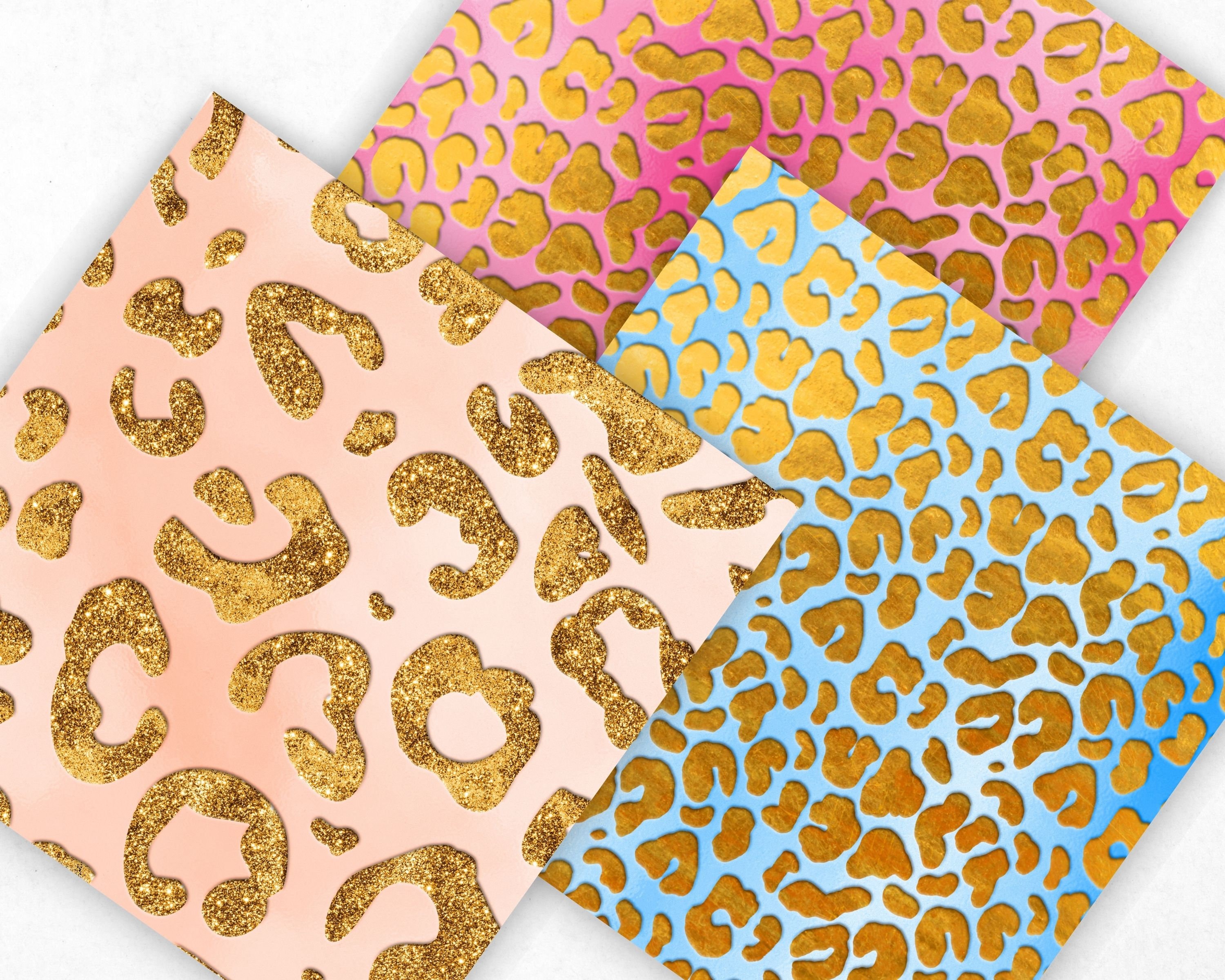 Gold Leopard Print Digital Paper Glitter Animal Print - Etsy UK
