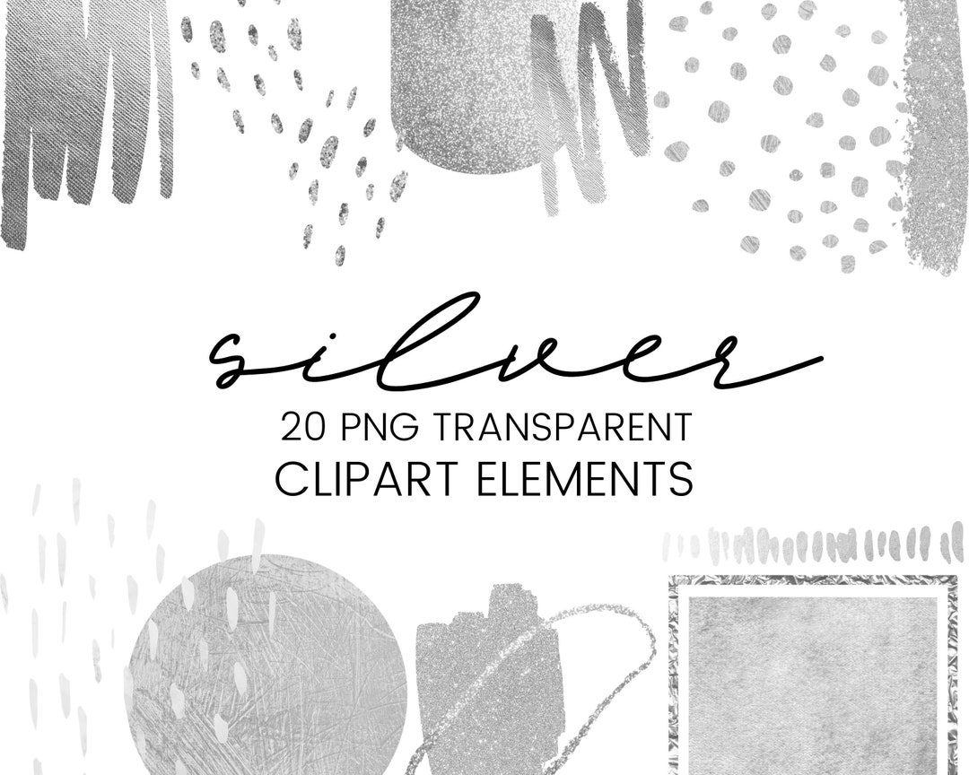 20 Silver Shape Elements Clip Art Digital Circle, Triangle, Square ...