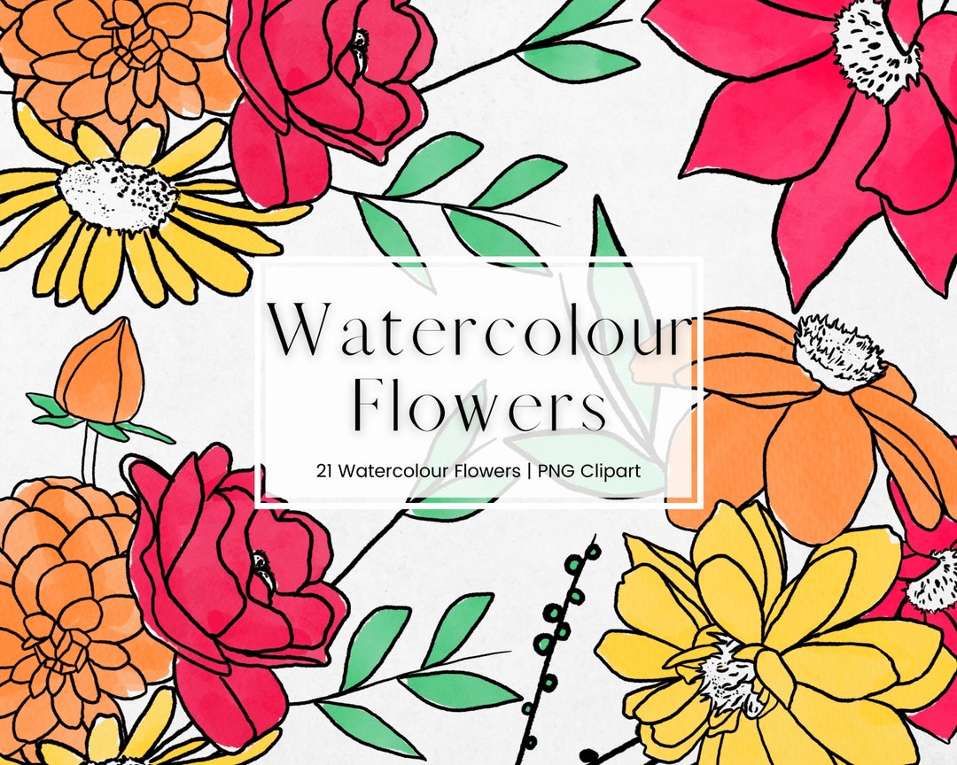 Watercolour Flowers Clipart, Yellow Orange Floral PNG, Transparent ...