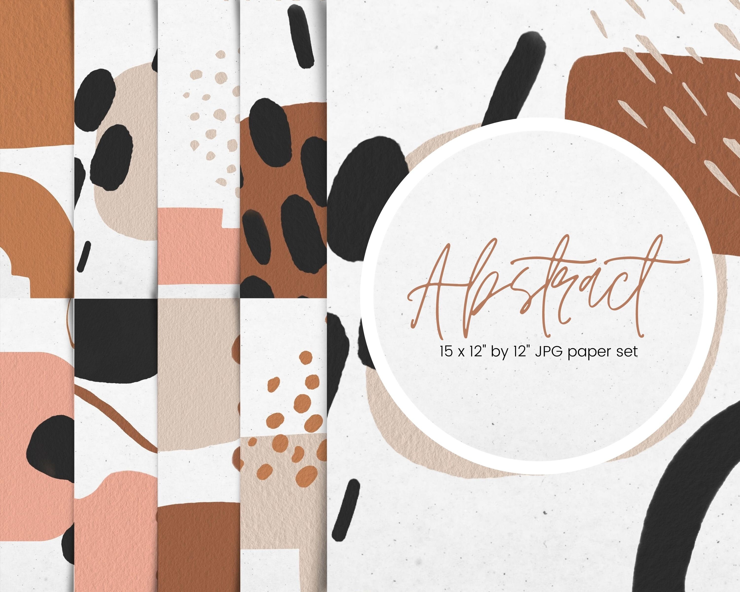 Abstract Shapes Digital Paper Beige Brown Pink Black Paint - Etsy