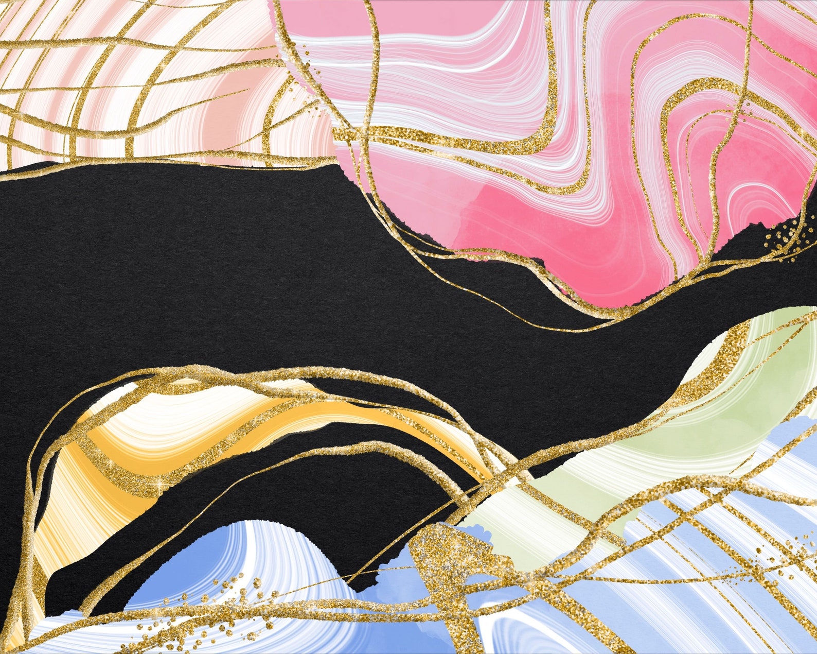 Colourful Agate and Glitter Borders Clipart, Green Agate Frame Overlay ...