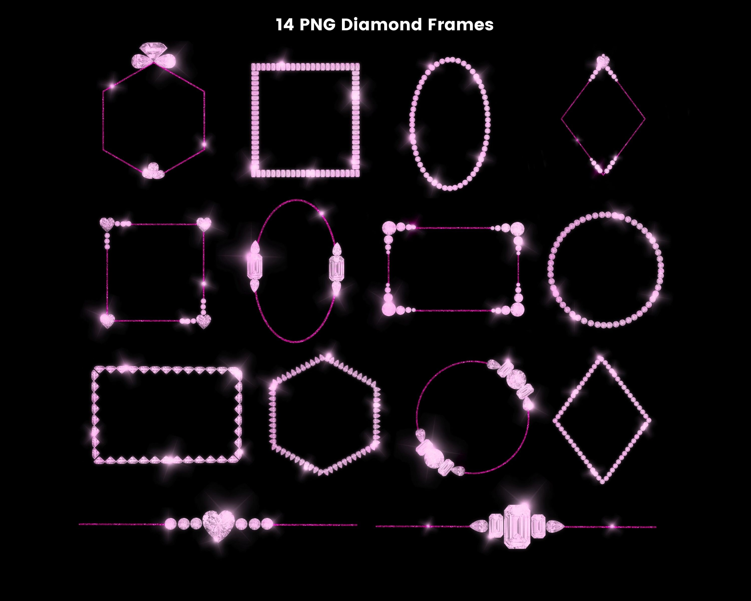 Pink Diamond Frame Clipart Pink Diamond Borders Overlay - Etsy Canada