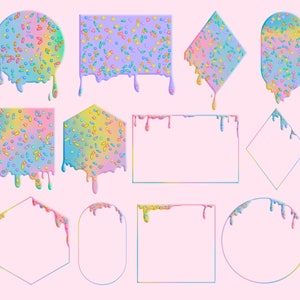 Dripping Frosting Frames With Sprinkles Clipart, Square, Circle Dipping ...