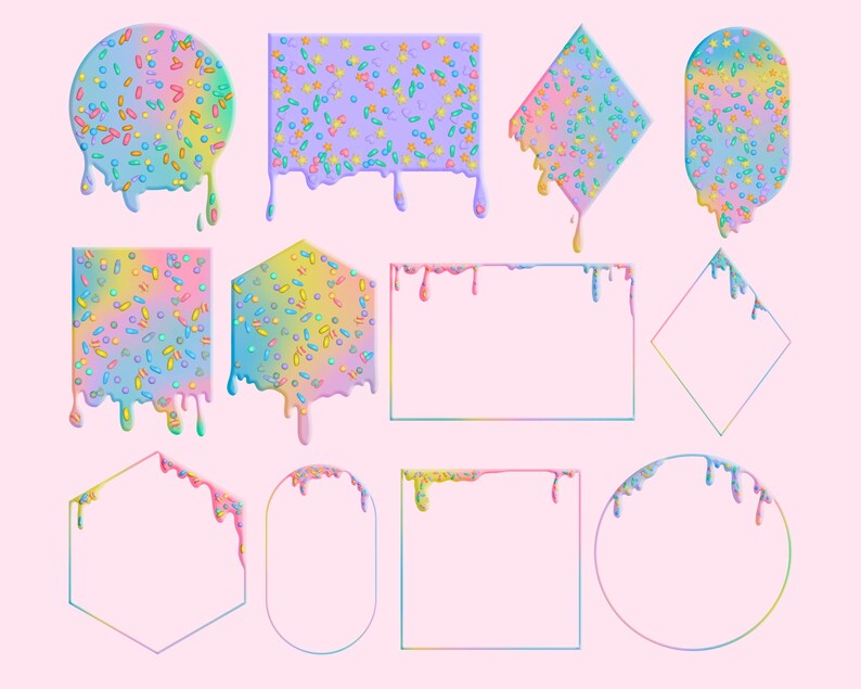 Dripping Frosting Frames With Sprinkles Clipart, Square, Circle Dipping ...