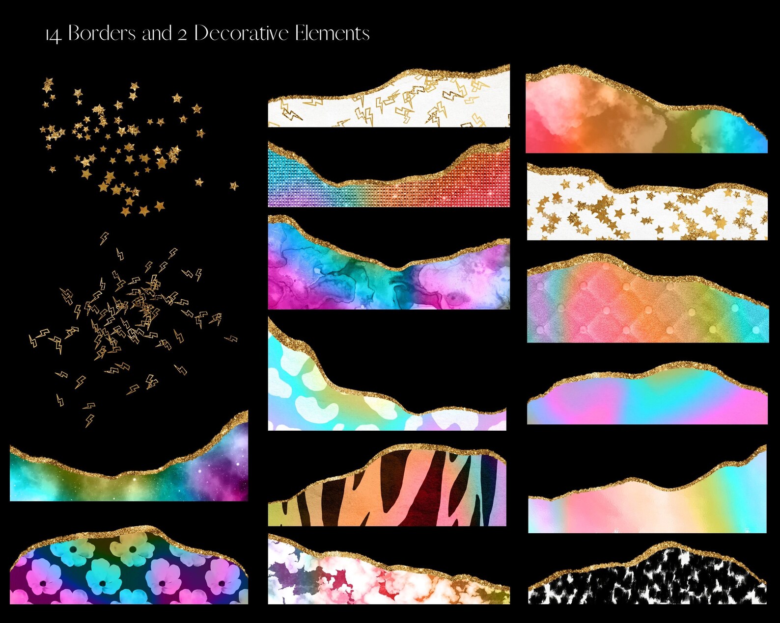 Eclectic Border Clipart, Rainbow Border Overlays, Transparent PNG ...