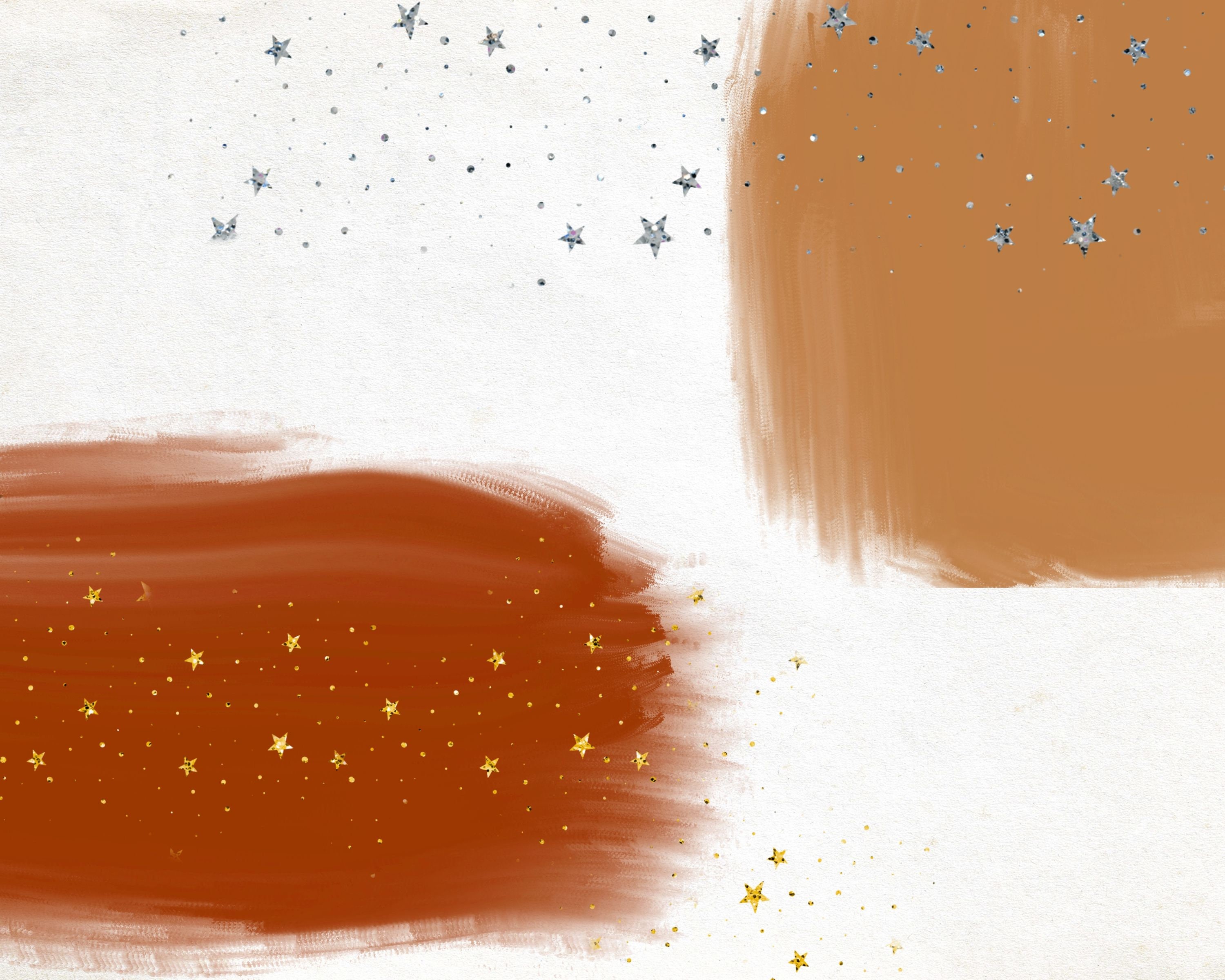 Orange Watercolor Paint Brushstroke Clipart, Gold Glitter Stars, Silver ...
