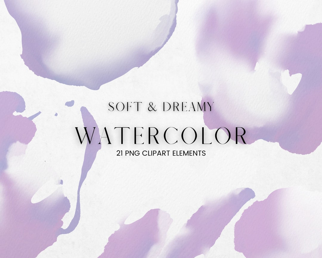 Watercolour Clip Art Set, Purple Paint Splash, White PNG Brush Stroke ...