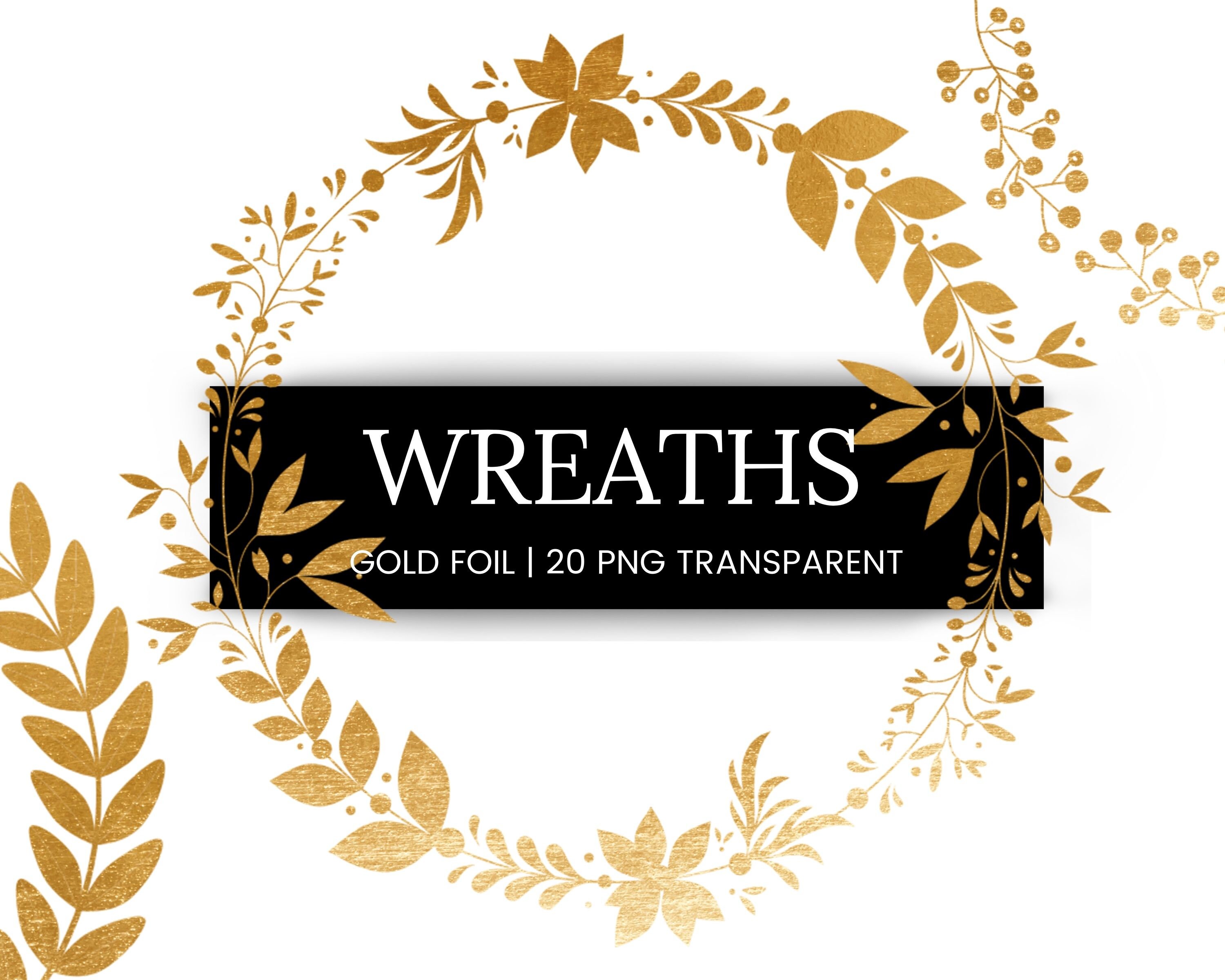 20 Gold Foil Frames and Wreaths Clipart Png Foil Circle Frame | Etsy