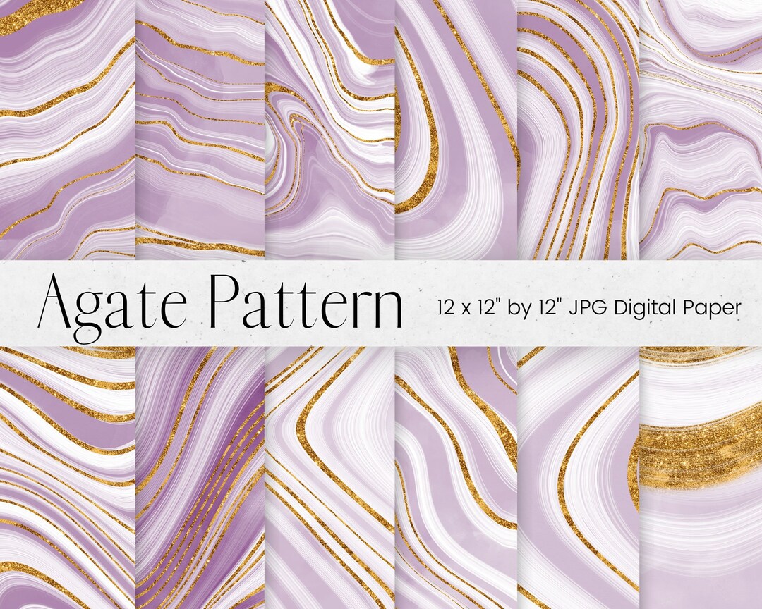 Purple Agate Digital Paper, Gold Glitter and Agate Pattern Background ...
