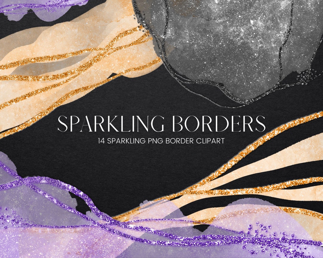 Halloween Sparkling Borders Clipart, Glowing Purple, Orange Glitter ...
