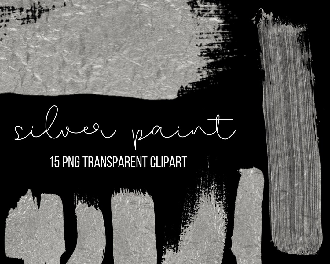15 Silver Brush Strokes Clipart, Transparent File, Silver Foil Brush ...