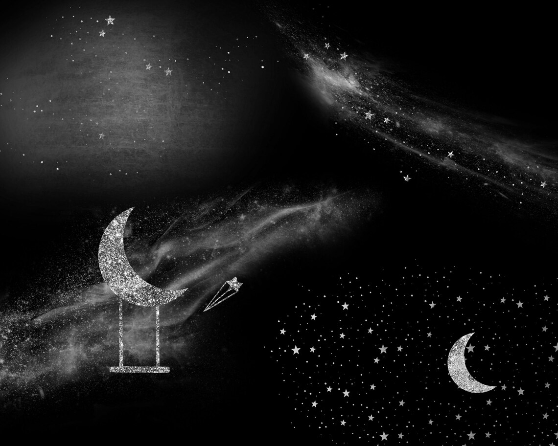 Silver Glitter Space Clipart, Cosmic Space Dust, Galaxy Overlay, Silver ...