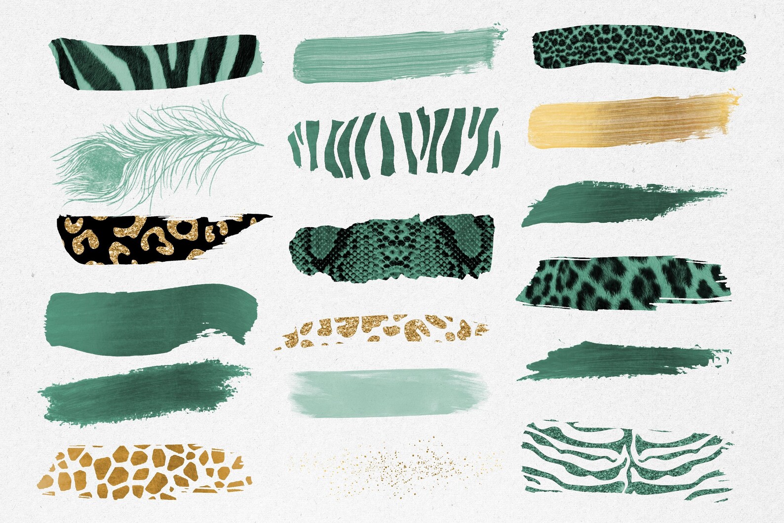 18 Safari Green and Gold Brush Strokes Clipart Transparent - Etsy