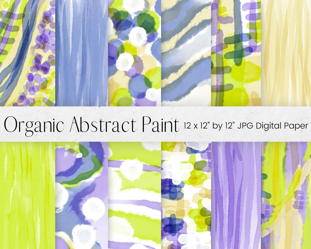 Organic Abstract Digital Paper Pattern, Purple, Green Abstract Shapes ...