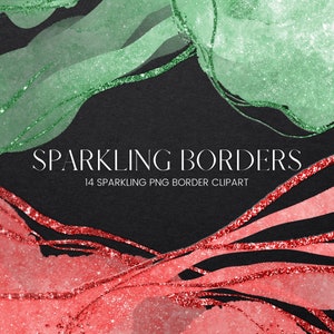 Christmas Sparkling Borders Clipart, Glowing Red, Green, Glitter Border ...