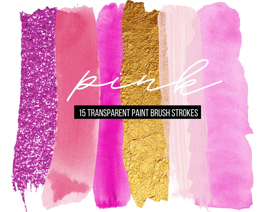 15 Pink Brush Strokes Clipart, Transparent Png, Gold Foil Hot Pink Baby ...
