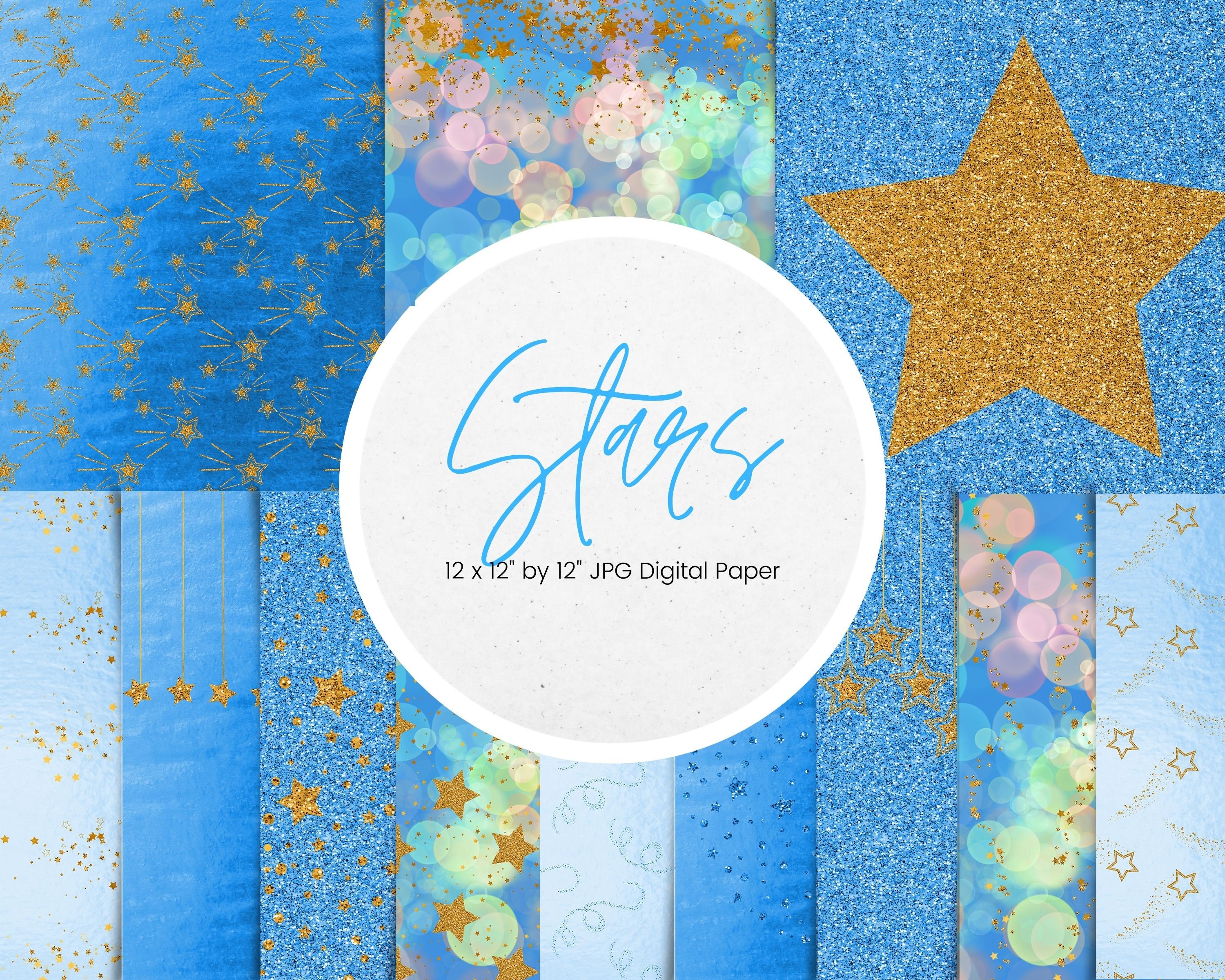 Blue And Gold Glitter Wallpaper