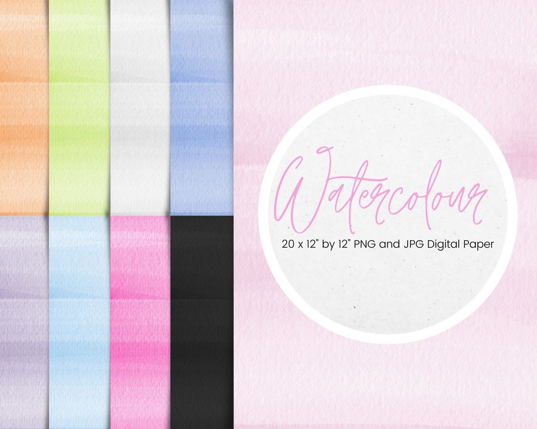 20 Watercolour Brushstroke Digital Paper, Painted Watercolor Textured ...