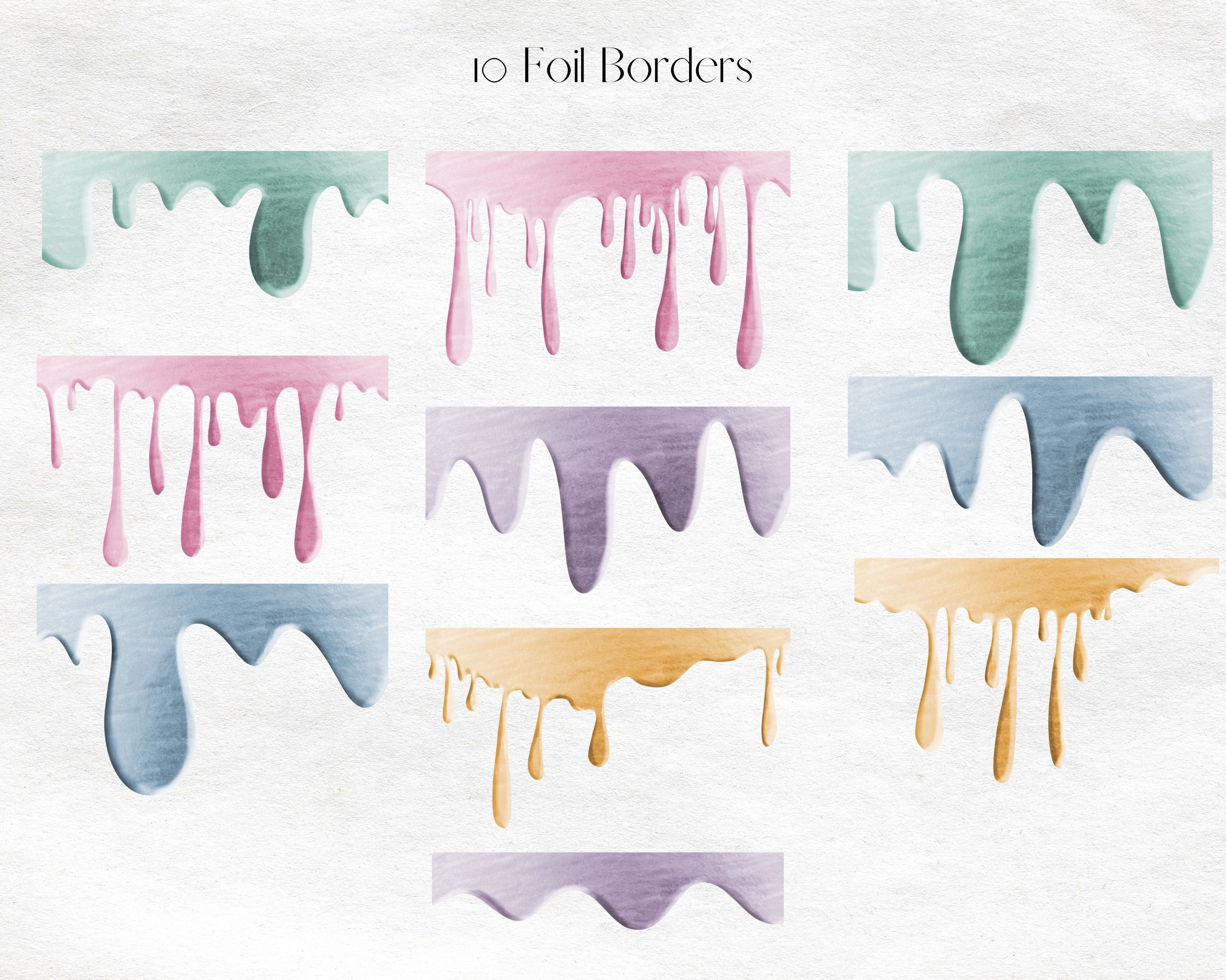 Pastel Dripping Clipart, Rainbow Dripping Borders Overlay, Pink Blue ...