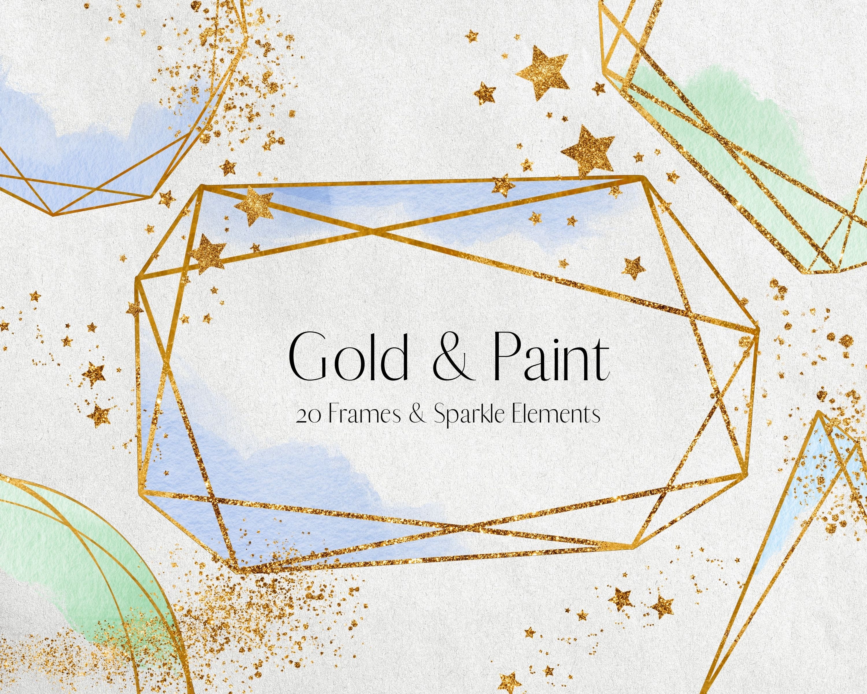 Gold Glitter and Watercolour Frame Clipart Green Frame PNG - Etsy Canada