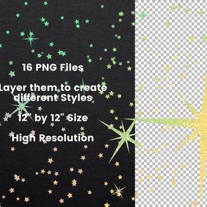 Pastel Stars and Moons Overlays, Rainbow Glitter and Foil Star Clipart ...