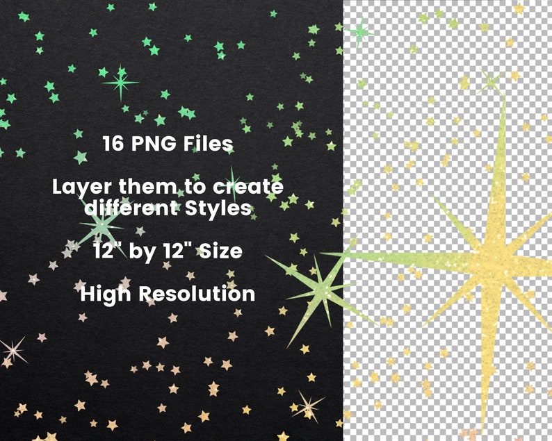 Pastel Stars and Moons Overlays, Rainbow Glitter and Foil Star Clipart ...