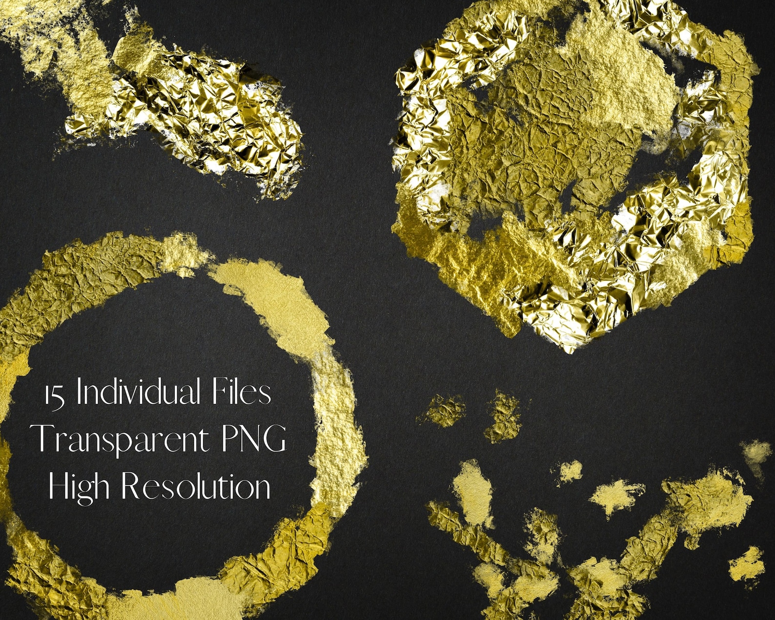 Gold Foil Frame Clipart Metal Foil Flakes Overlays PNG Gold | Etsy