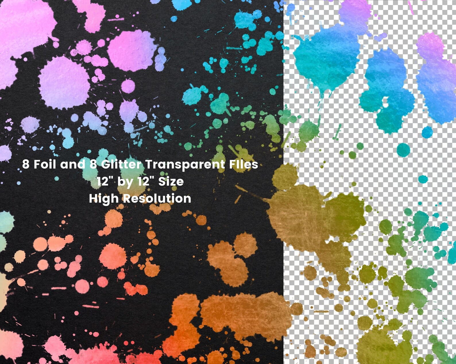 Rainbow Ink Splatter Overlays Rainbow Foil Ink Dot Clipart - Etsy