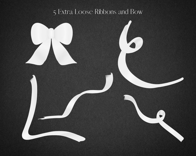 White Ribbon Frame Clipart Ribbon Clipart White Bow Digital | Etsy