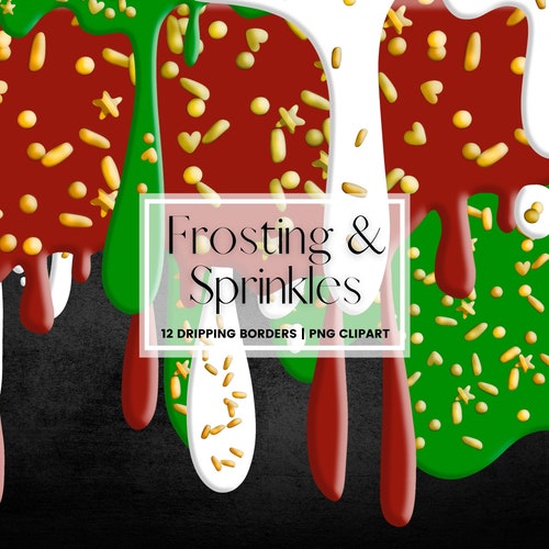 Dripping Frosting With Sprinkles Clipart Rainbow Dipping - Etsy
