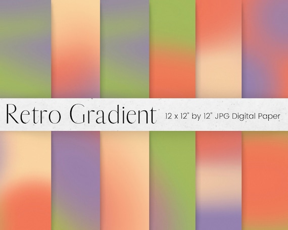 Ombre Gradient Digital Paper Retro Textures Green Purple | Etsy