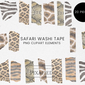 20 Safari Washi Tape Clip Art, Animal Print Digital Washi Tape Clipart ...