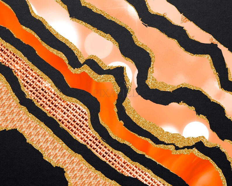 Orange Glam Tear Border Clip Art Luxury Metallic and Gold - Etsy