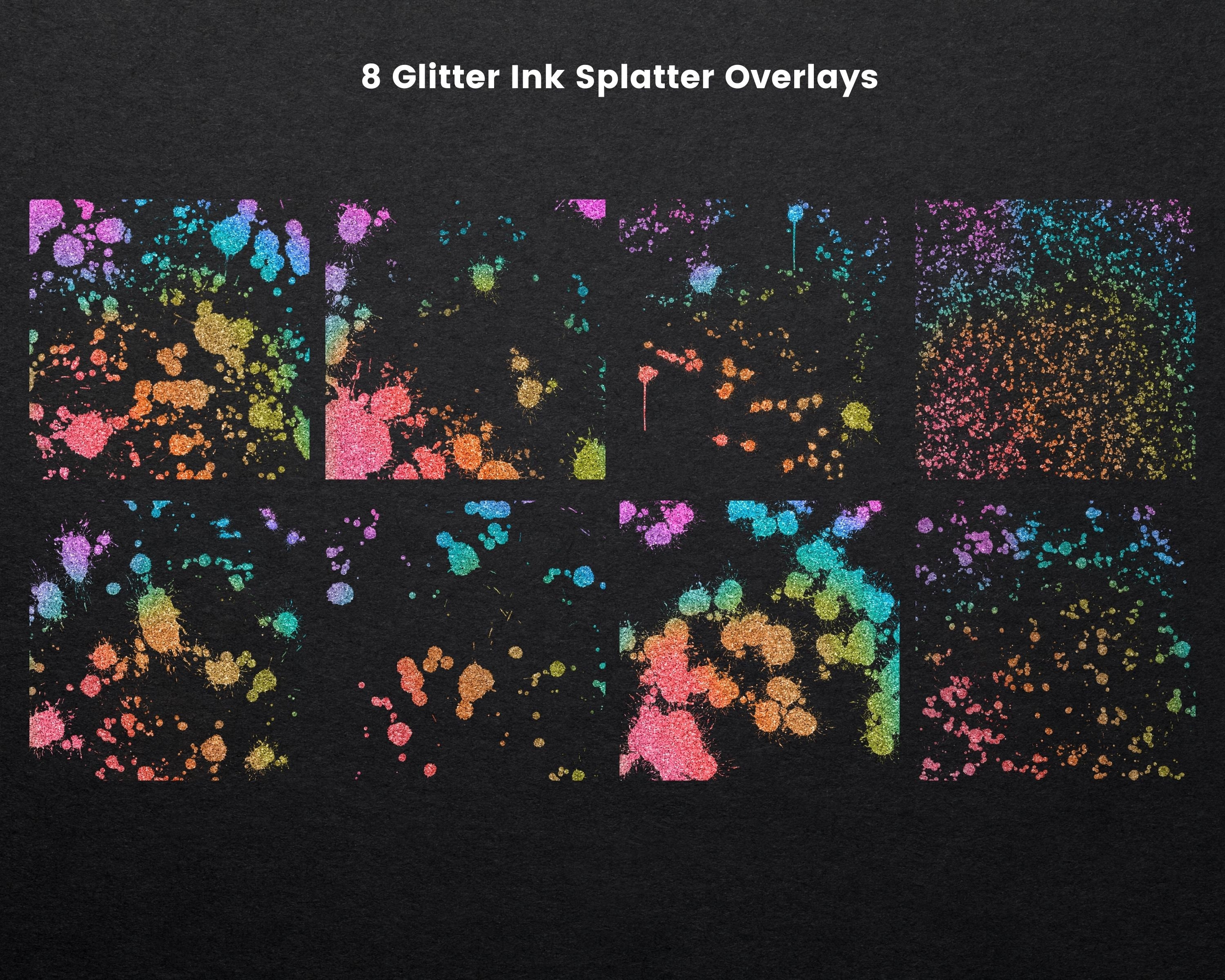 Rainbow Ink Splatter Overlays Rainbow Foil Ink Dot Clipart | Etsy
